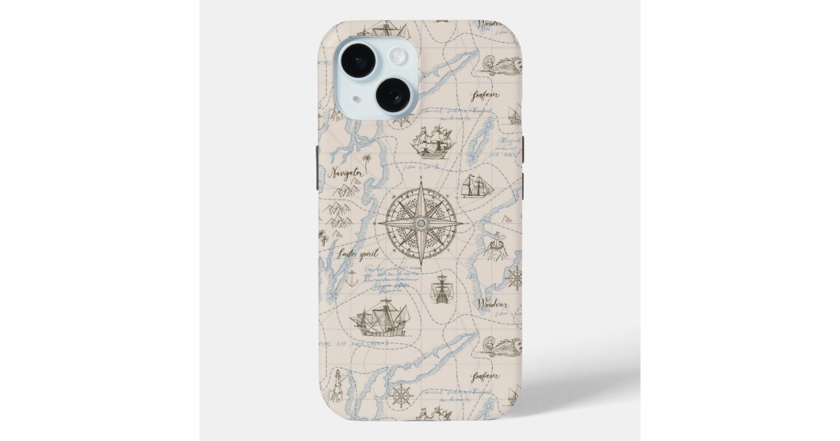 Vintage Ocean Map Pattern Case-Mate iPhone Case | Zazzle