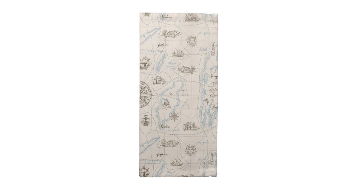 Vintage Ocean Map Pattern Cloth Napkin | Zazzle