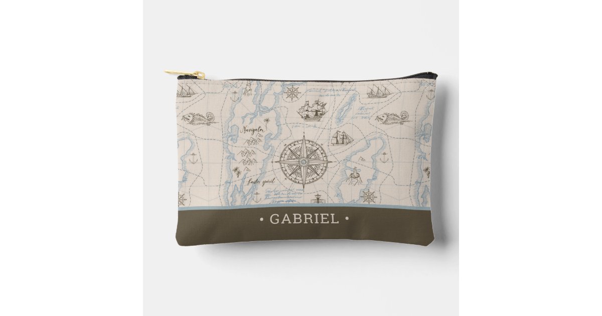 Vintage Ocean Map Pattern | Personalized Journal Accessory Pouch | Zazzle