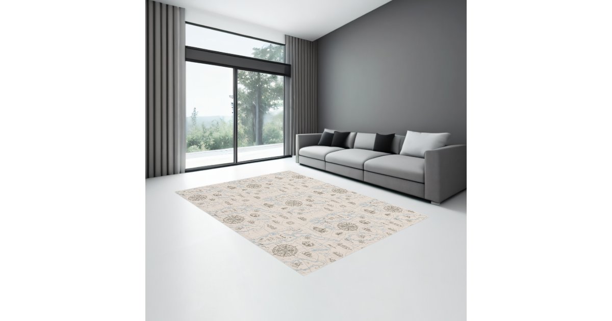 Vintage Ocean Map Pattern Rug | Zazzle