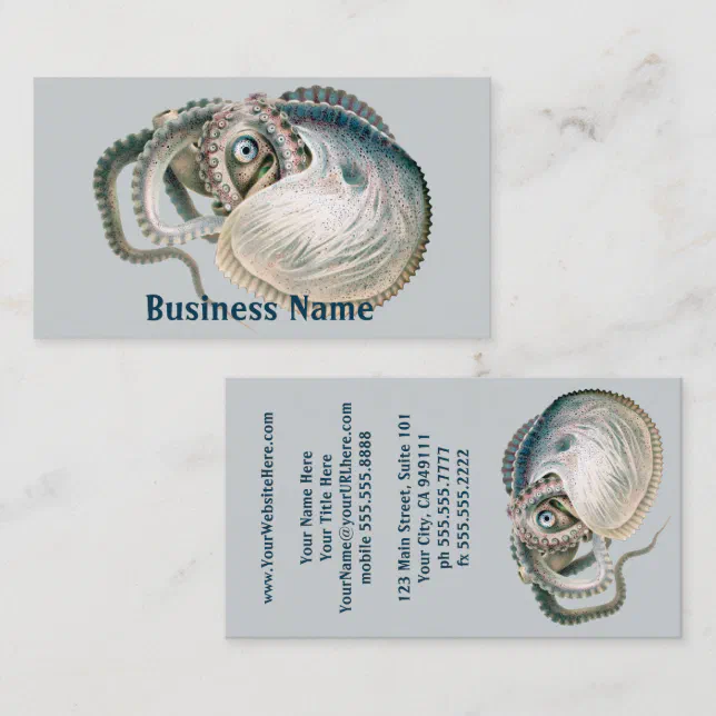 Vintage Octopus Argonaut, Marine Life Animals Business Card | Zazzle