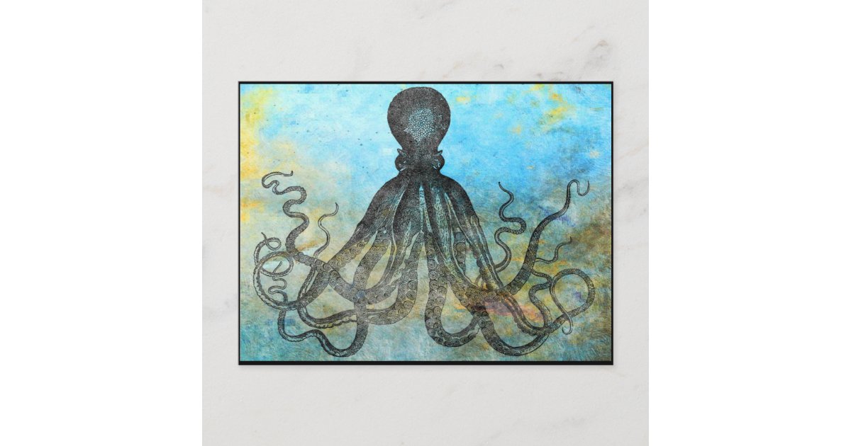 Vintage Octopus Collage Postcard | Zazzle
