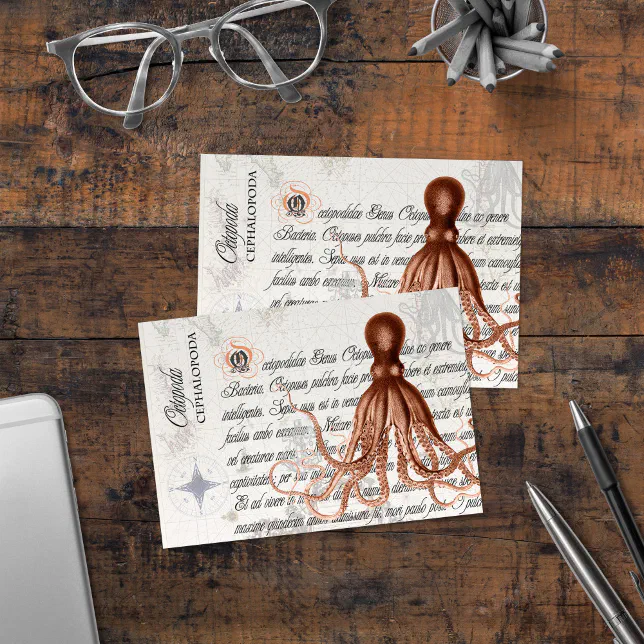 Vintage Octopus Illustration Thank You Card | Zazzle