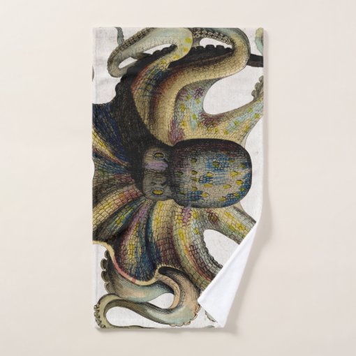 Vintage Octopus Print Bathroom Towel Set | Zazzle