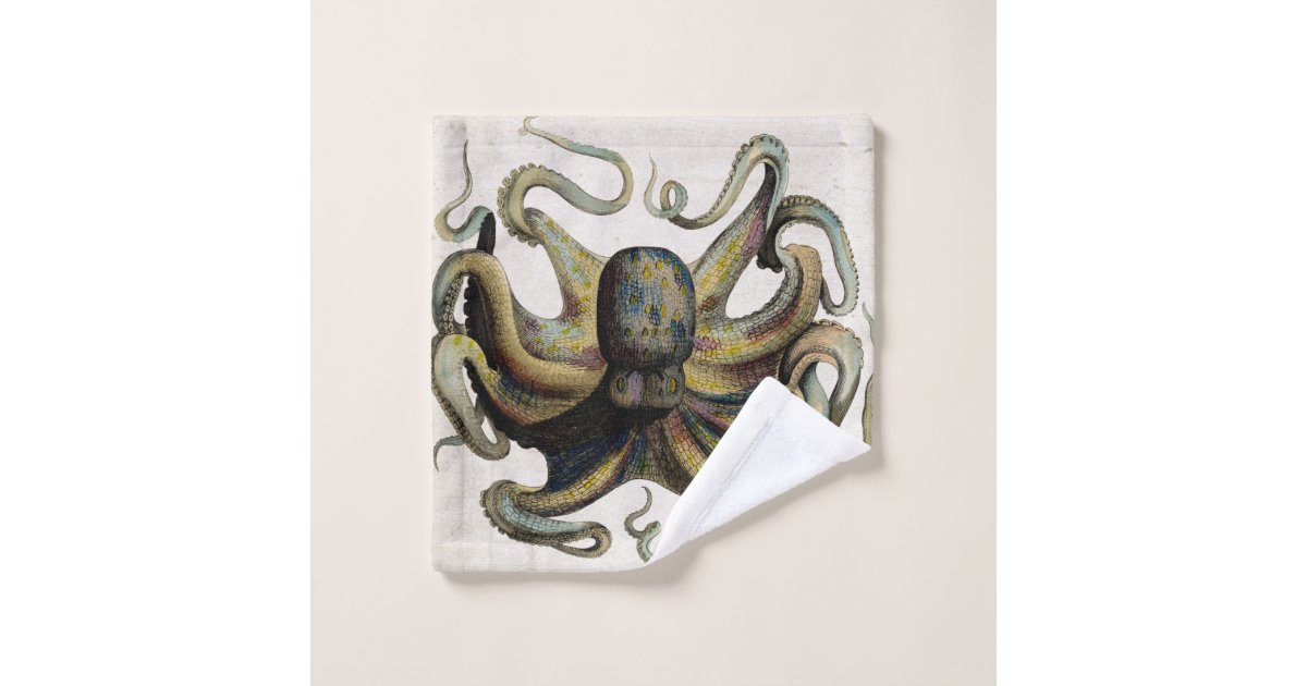 Vintage Octopus Print Bathroom Towel Set | Zazzle