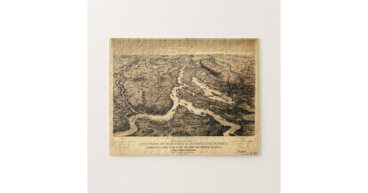 Vintage Ohio & Mississippi River Junction Map Jigsaw Puzzle | Zazzle