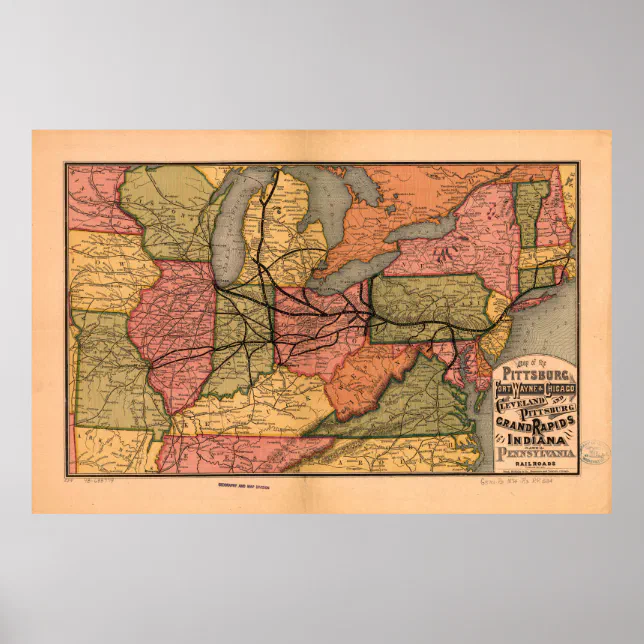 Vintage Ohio River Valley Railroad Map (1874) Poster | Zazzle