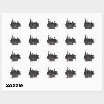 Vintage Oil Rig Classic Round Sticker | Zazzle