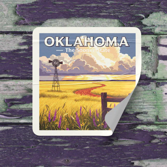Vintage Oklahoma Square Sticker | Zazzle