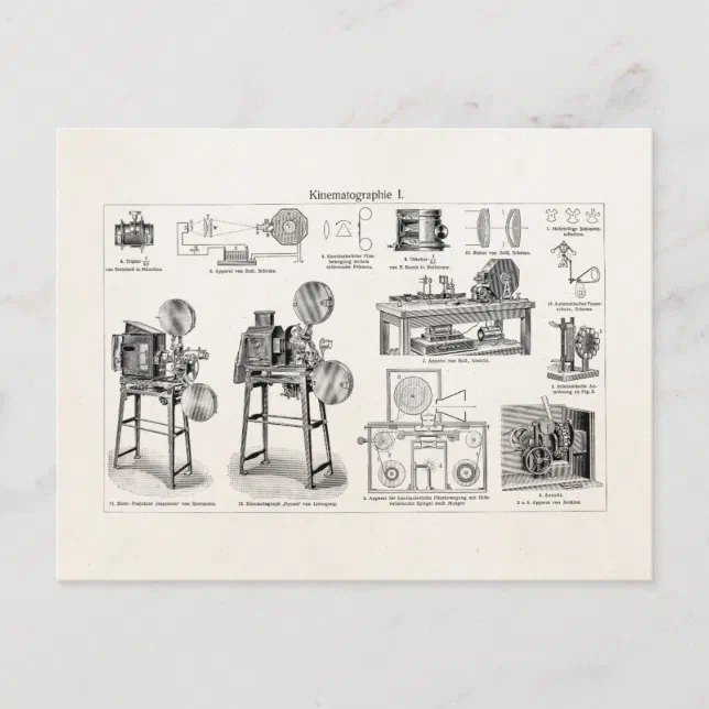 Vintage Old Antique Movie Camera Cinematography Postcard | Zazzle