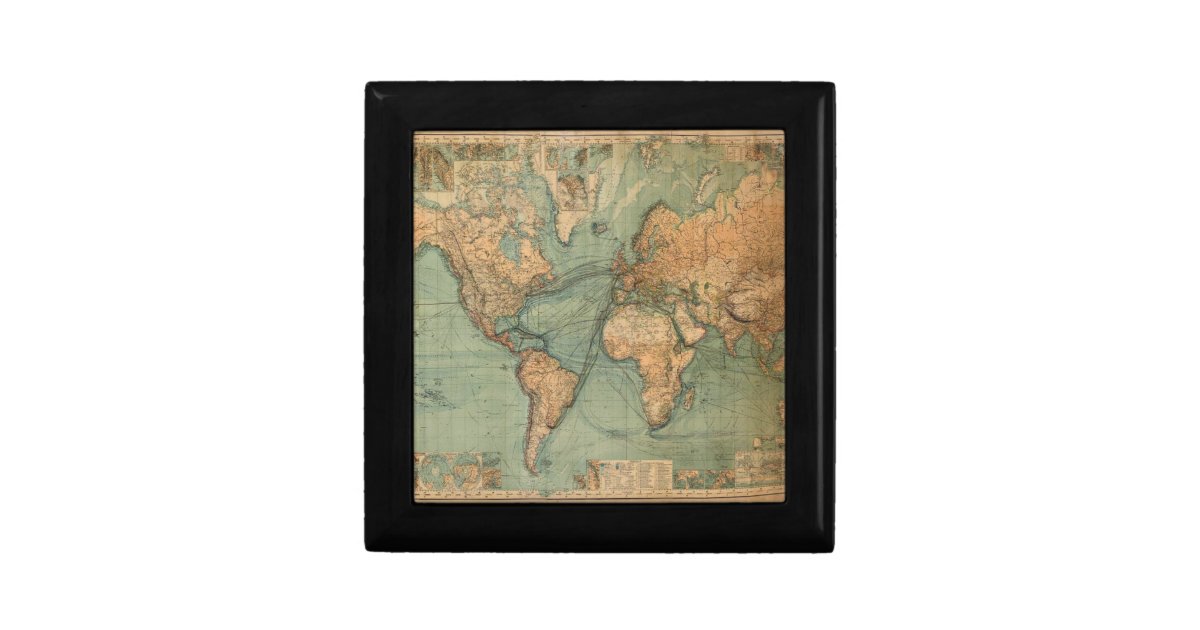 Vintage Old Antique World Map Gift Box | Zazzle