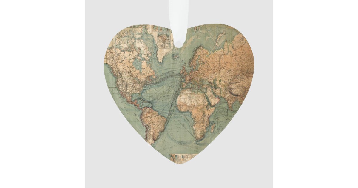 Vintage Old Antique World Map Ornament | Zazzle