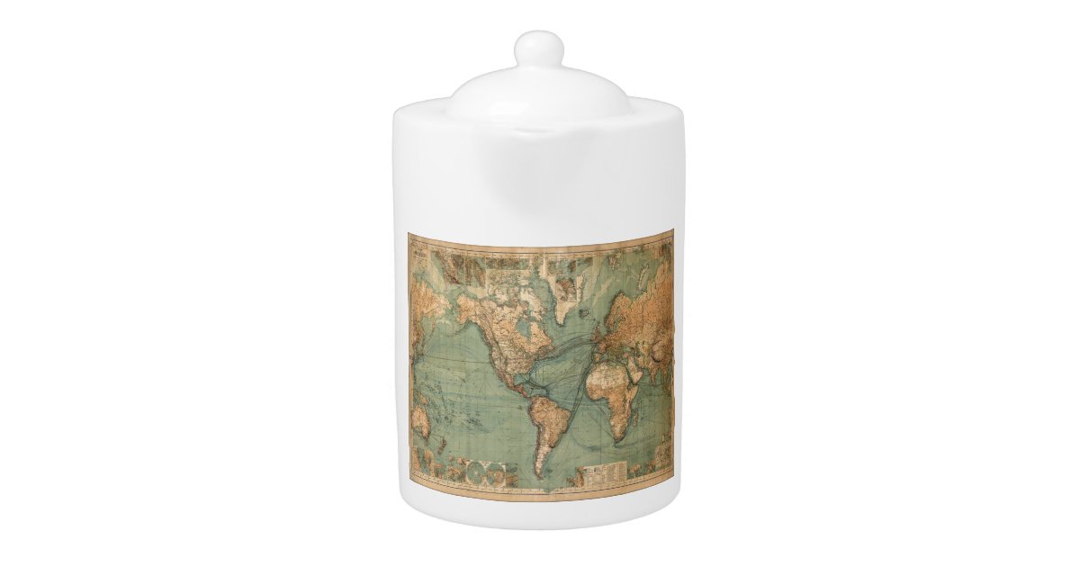 Vintage Old Antique World Map Teapot | Zazzle