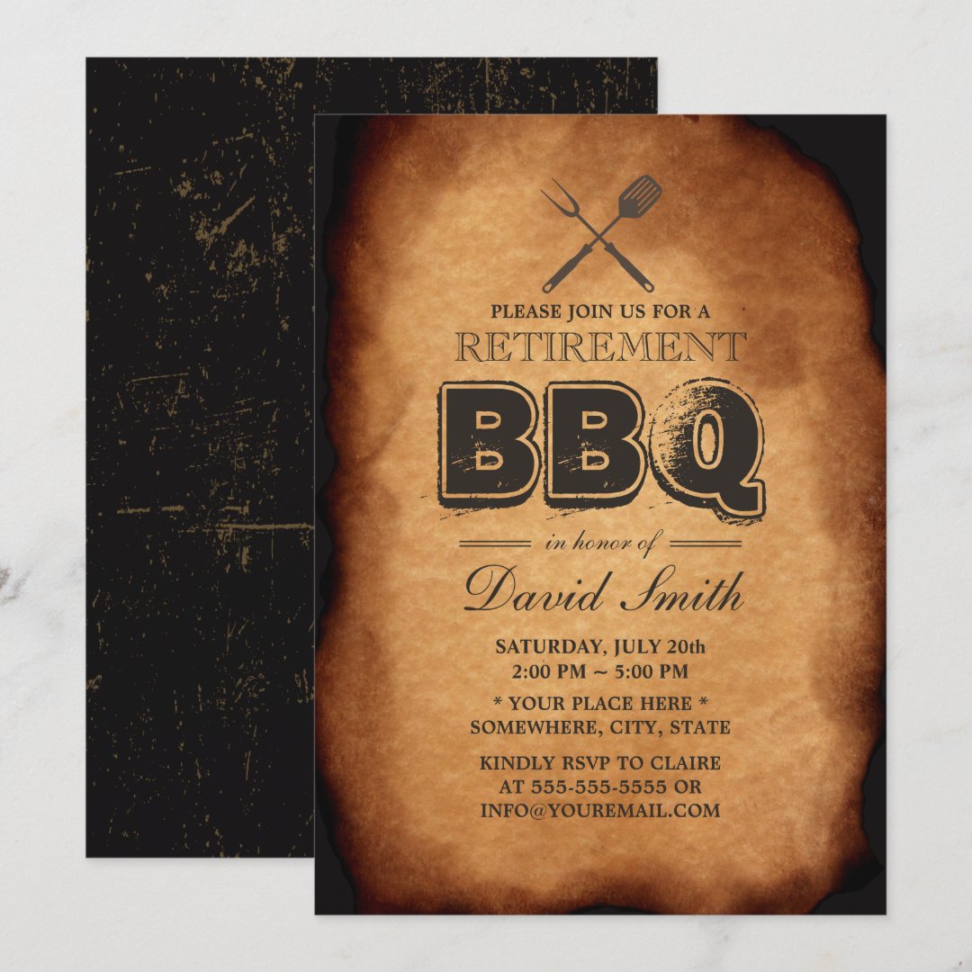Vintage Old Backyard BBQ Retirement Party Invitation | Zazzle