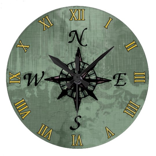Vintage Old Compass Rose Large Clock | Zazzle.com