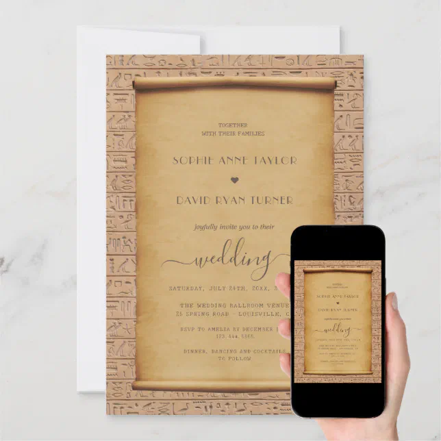 Vintage Old Egyptian Papyrus Wedding Invitation | Zazzle