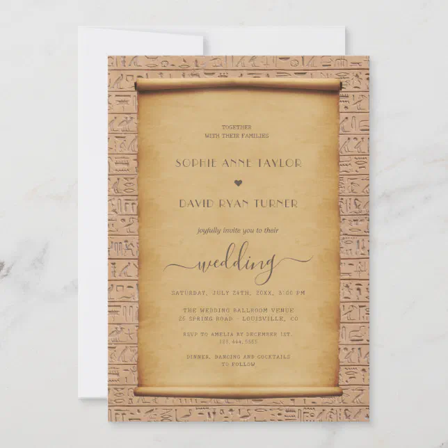 Vintage Old Egyptian Papyrus Wedding Invitation | Zazzle
