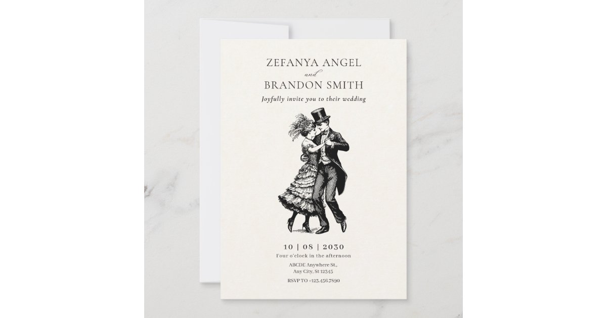 Vintage Old Fashioned couple dancing wedding Invitation | Zazzle
