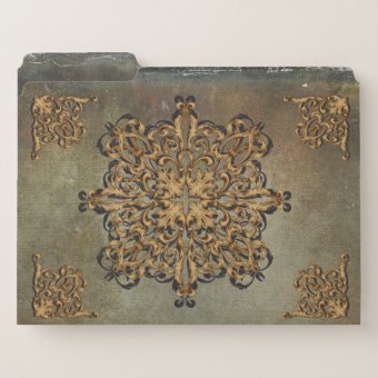 Vintage old fashioned tooled geometric ornament file folder | Zazzle