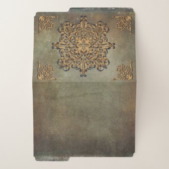 Vintage old fashioned tooled geometric ornament file folder | Zazzle