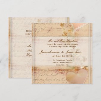 Vintage, old fashioned wedding invitation | Zazzle