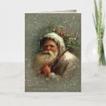 Vintage Old Father Christmas in Snow Holiday Card | Zazzle