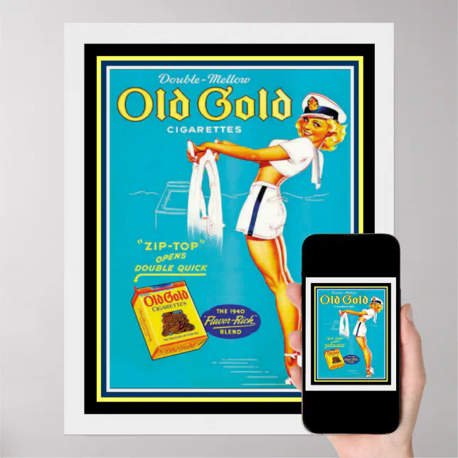 Vintage Old Gold Cigarette Ad Poster 16 x 20 | Zazzle