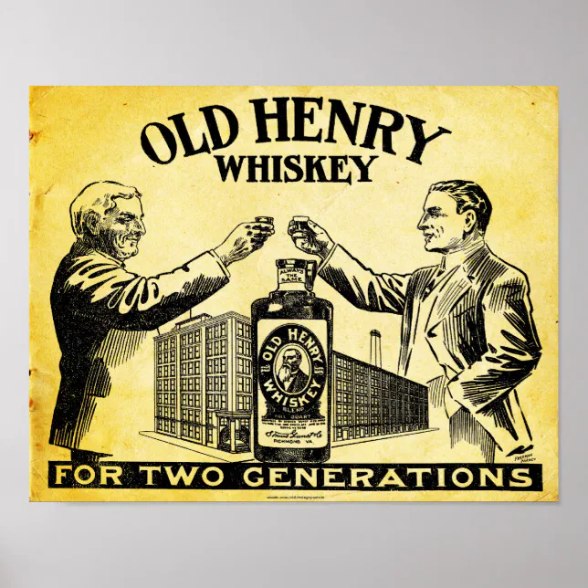 Vintage Old Henry Whiskey Poster | Zazzle