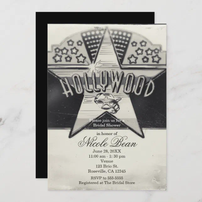 Vintage Old Hollywood Black & White Invitations | Zazzle