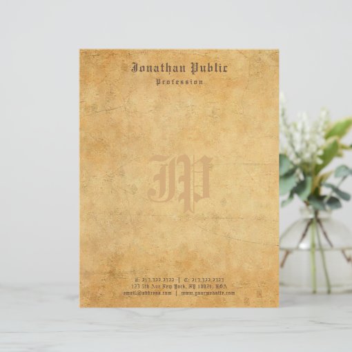Vintage Old Look Monogrammed Elegant Template Letterhead | Zazzle
