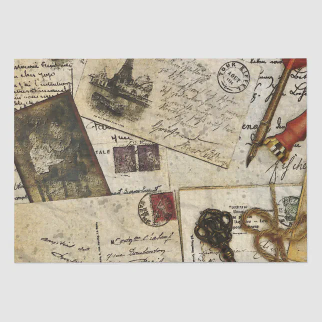 Vintage Old Mail Ephemera Decoupage Tissue Paper | Zazzle