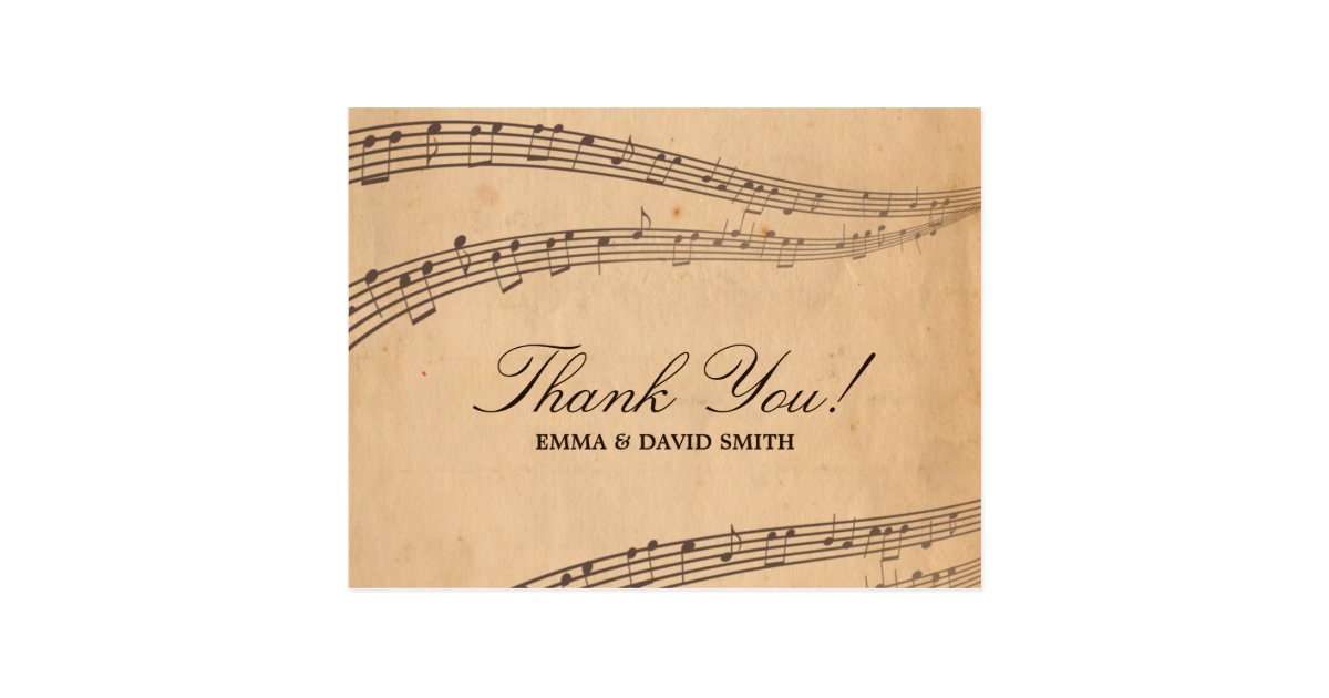 Vintage Old Music Notes Thank You Cards | Zazzle.com