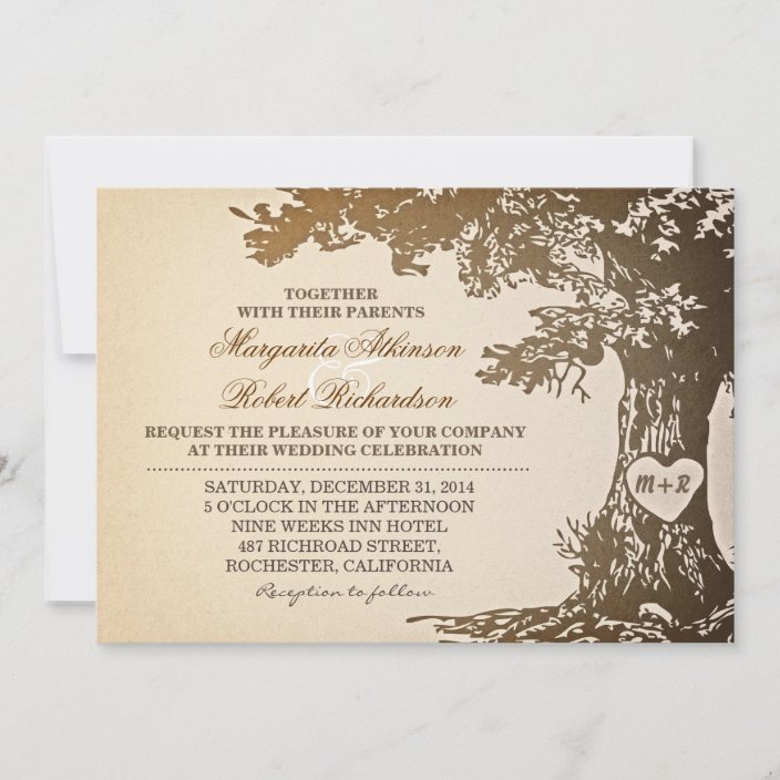 vintage old oak tree wedding invitations | Zazzle