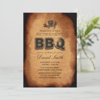 Vintage Old Pig Roast Retirement BBQ Party Invitation | Zazzle