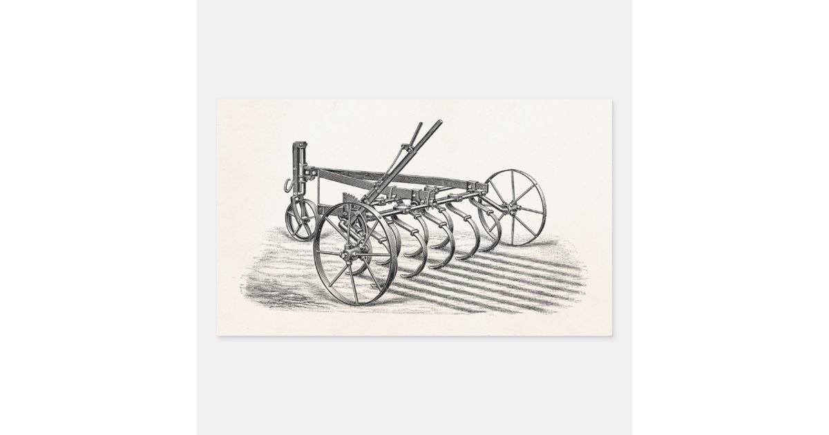 Vintage Old Plows Farm Equipment Agriculture Plow Rectangular Sticker ...