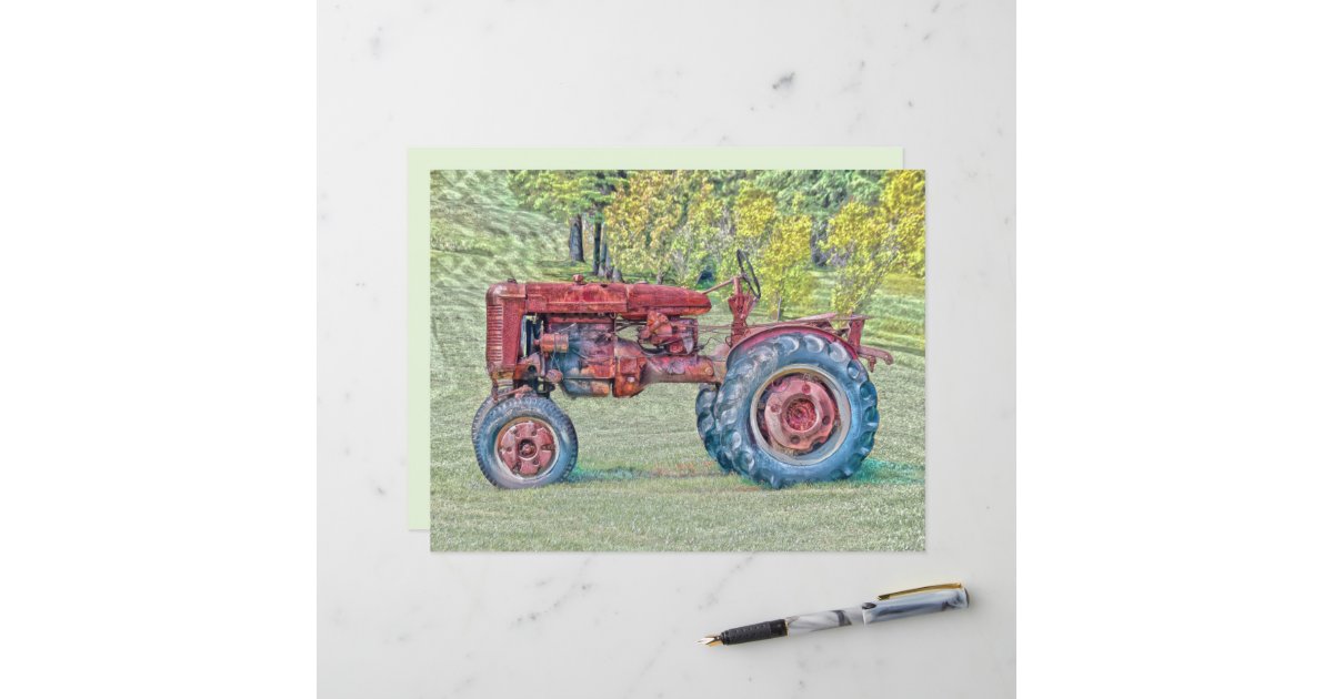 Vintage Old Red Rustic Farm Tractor | Zazzle