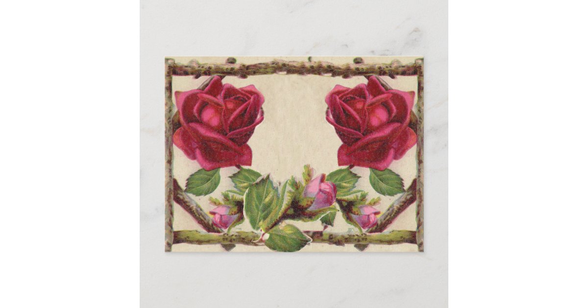 Vintage old rose rustic Victorian Antique Postcard | Zazzle