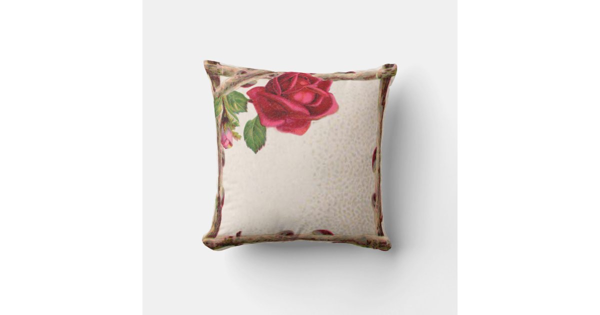 Vintage Old Rose Rustic Victorian Elegant Classic Throw Pillow | Zazzle