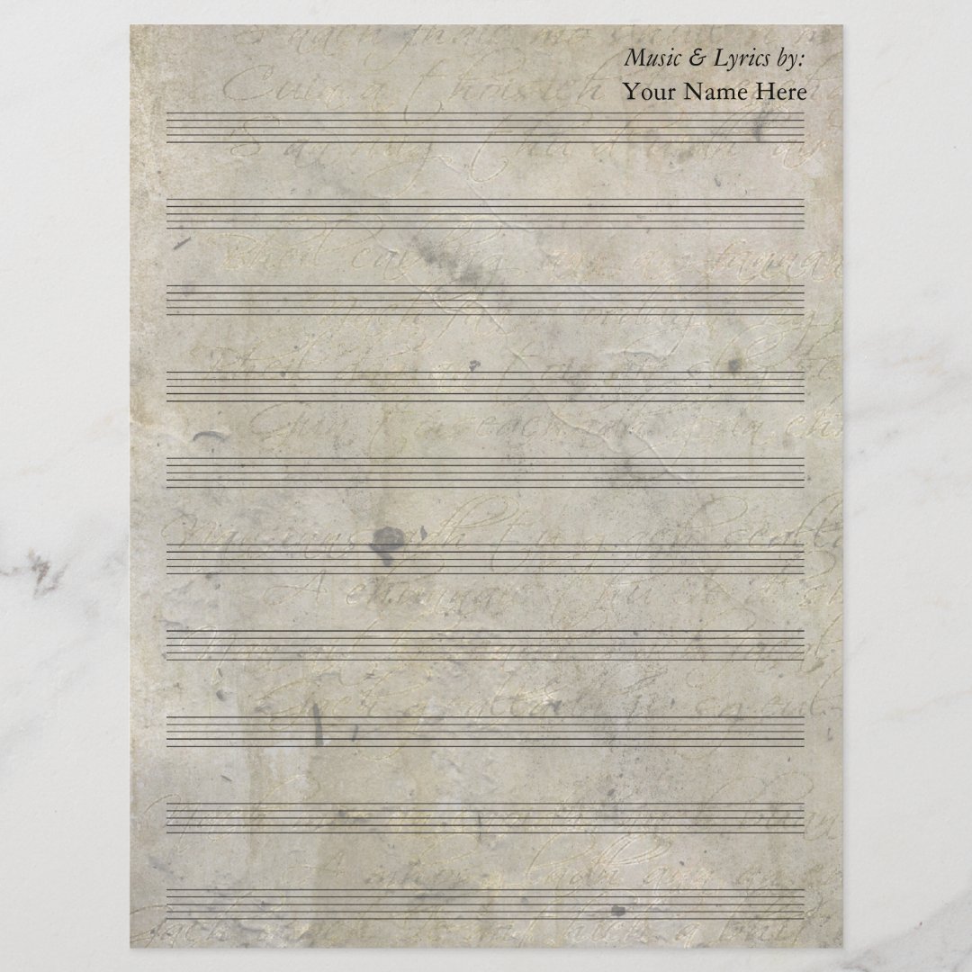 Vintage Old Stained Blank Sheet Music 10 Stave | Zazzle
