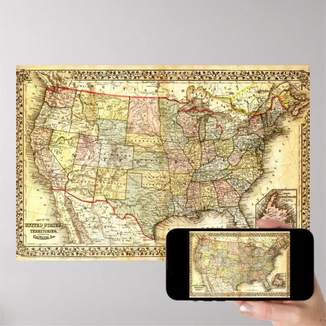 Vintage Old United States USA General Map Poster | Zazzle