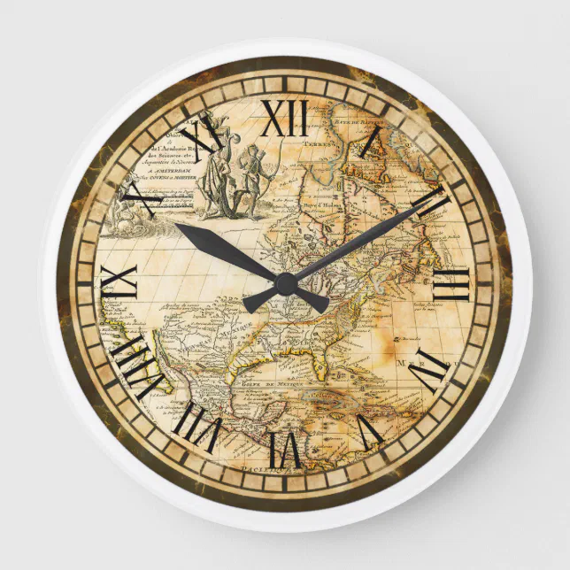 Vintage Old World Map Clock | Zazzle