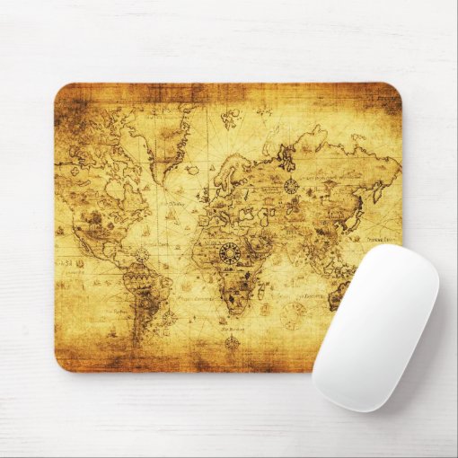 Vintage old world map mouse pad | Zazzle