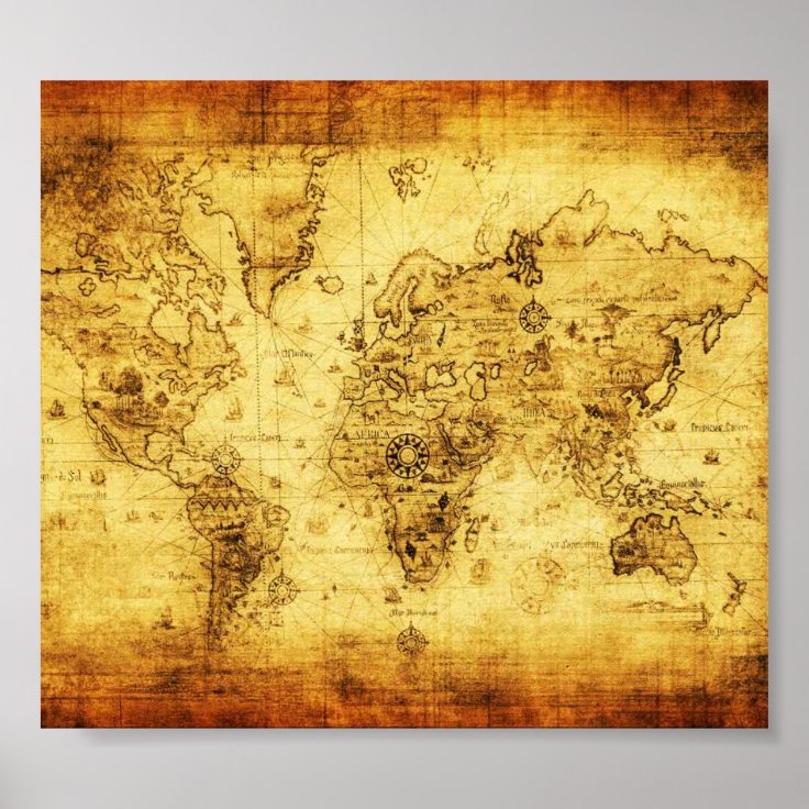 Vintage old world map poster | Zazzle
