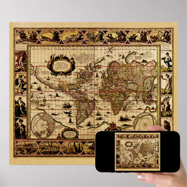 Vintage Old World Map Poster | Zazzle