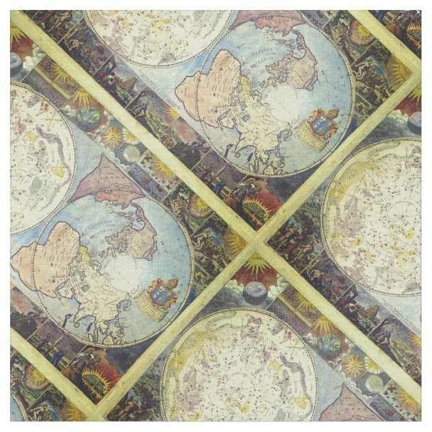 Old World Map Fabric | Zazzle