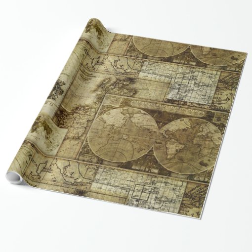Vintage old world Maps Antique maps Pattern Wrapping Paper | Zazzle
