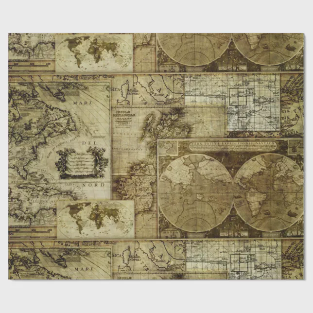Vintage old world Maps Antique maps Pattern Wrapping Paper | Zazzle