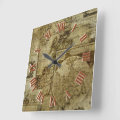 Vintage old world Maps Antique maps Square Wall Clock | Zazzle