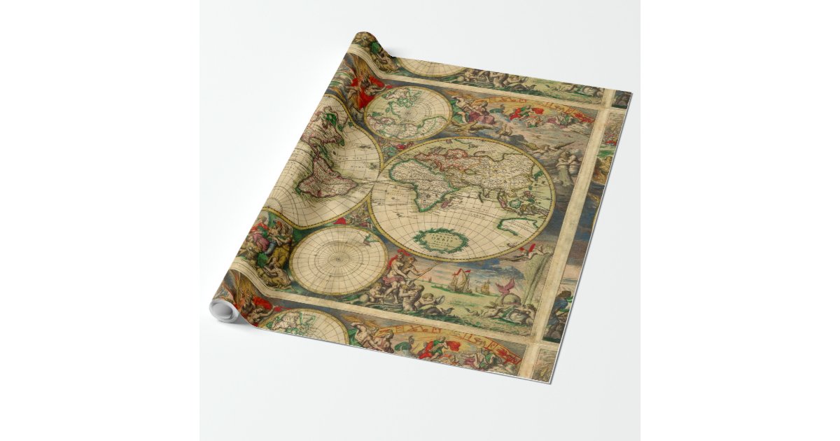 Vintage old world Maps Antique maps Wrapping Paper | Zazzle