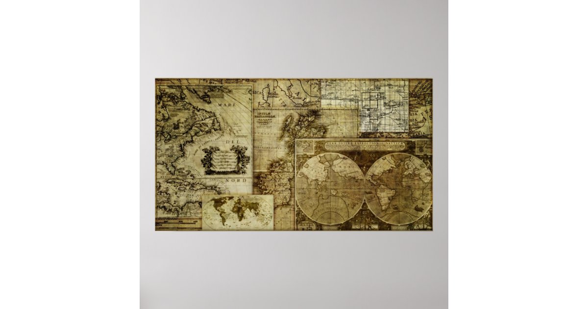 Vintage old world Maps Poster | Zazzle